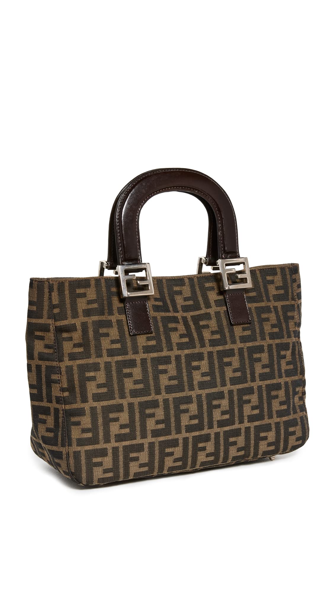 FENDI Women's Pre-Loved FF Top Handle Tote, Zucca, Brown, One Size