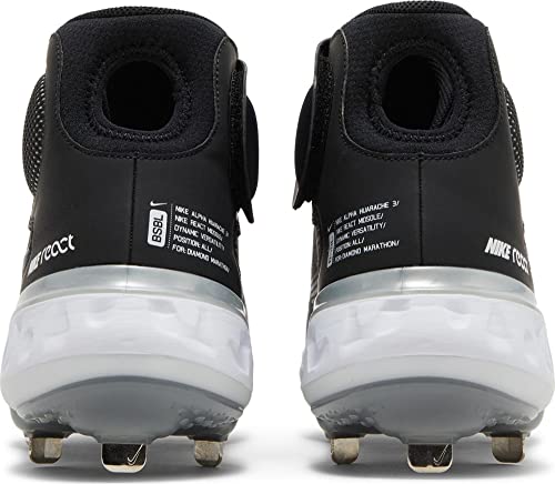 Nike Alpha Huarache Elite 3 Mid White/BlackMen's Baseball Cleat (us_Footwear_Size_System, Adult, Men, Numeric, Medium, Numeric_15)