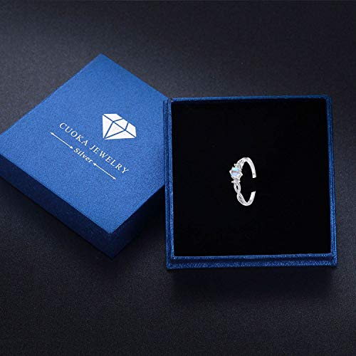 Cuoka Moonstone Ring 925 Sterling Silver Rainbow Moonstone Infinity Ring for Women Promise Rings Moonstone Jewellery for Engagement Anniversary Wedding Rings (Moonstone, 7)