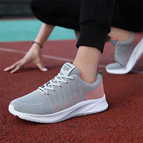 FASDNENDYS Men Colorblock Mesh Lace Up Casual Shoes Comfortable Breathable Soft Sole Tops Mens Sneaker Grey