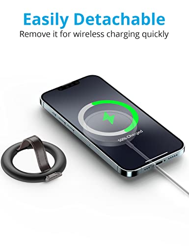 SUPMEGA Magnetic Phone Grip for MagSafe, Magnetic Phone Ring Holder with Leather Finger Grip and Stand, only for iPhone 14 Pro Max, 14 Plus, 14 Pro, 14, 13 Pro Max, 13 Pro, 13, 12 Pro, 12