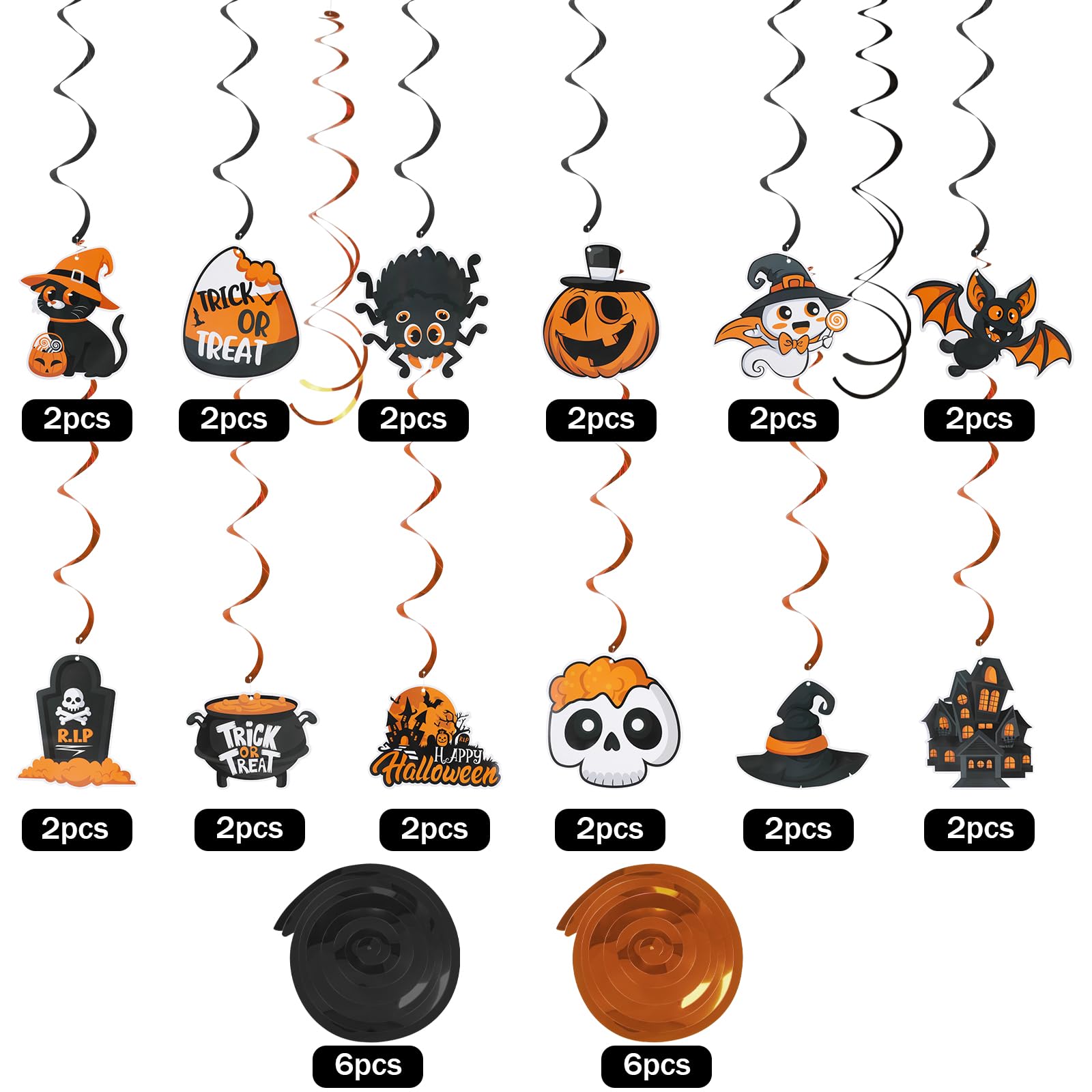 CCINEE Hanging Swirl Ceiling Scare Decorations for Halloween Party, 36 PCS Large Size Witches Ghost Pumpkin Spider Ceiling Home Indoor Halloween Eve Party Decor Supplies