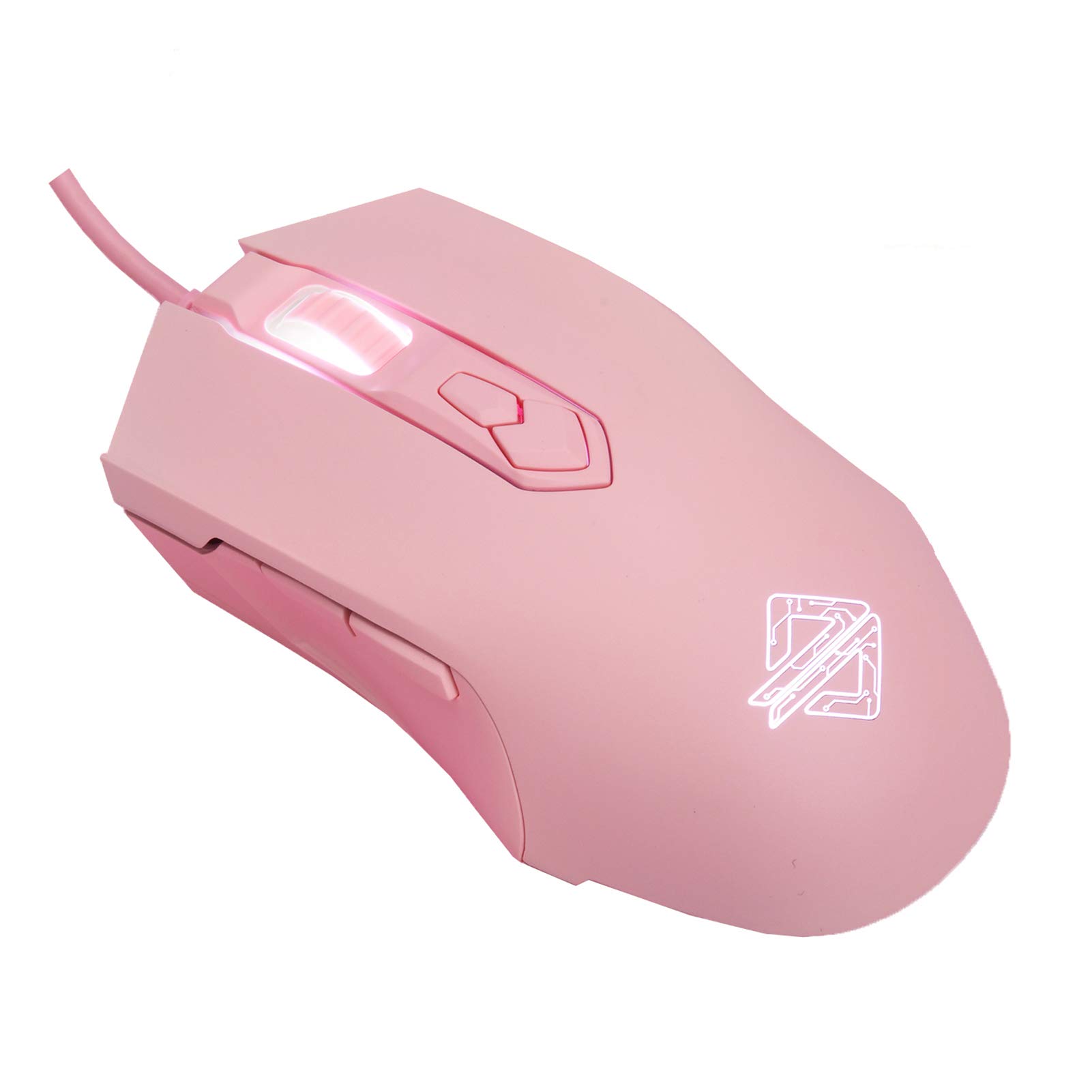 Lomiluskr AJ52 Gaming Mice Wired, Programmable 7 Buttons, Computer Mice with RGB LED Backlit, 500-2750 DPI Adjustable,for Windows/Mac OS/Linux (Pink-Old Packing)