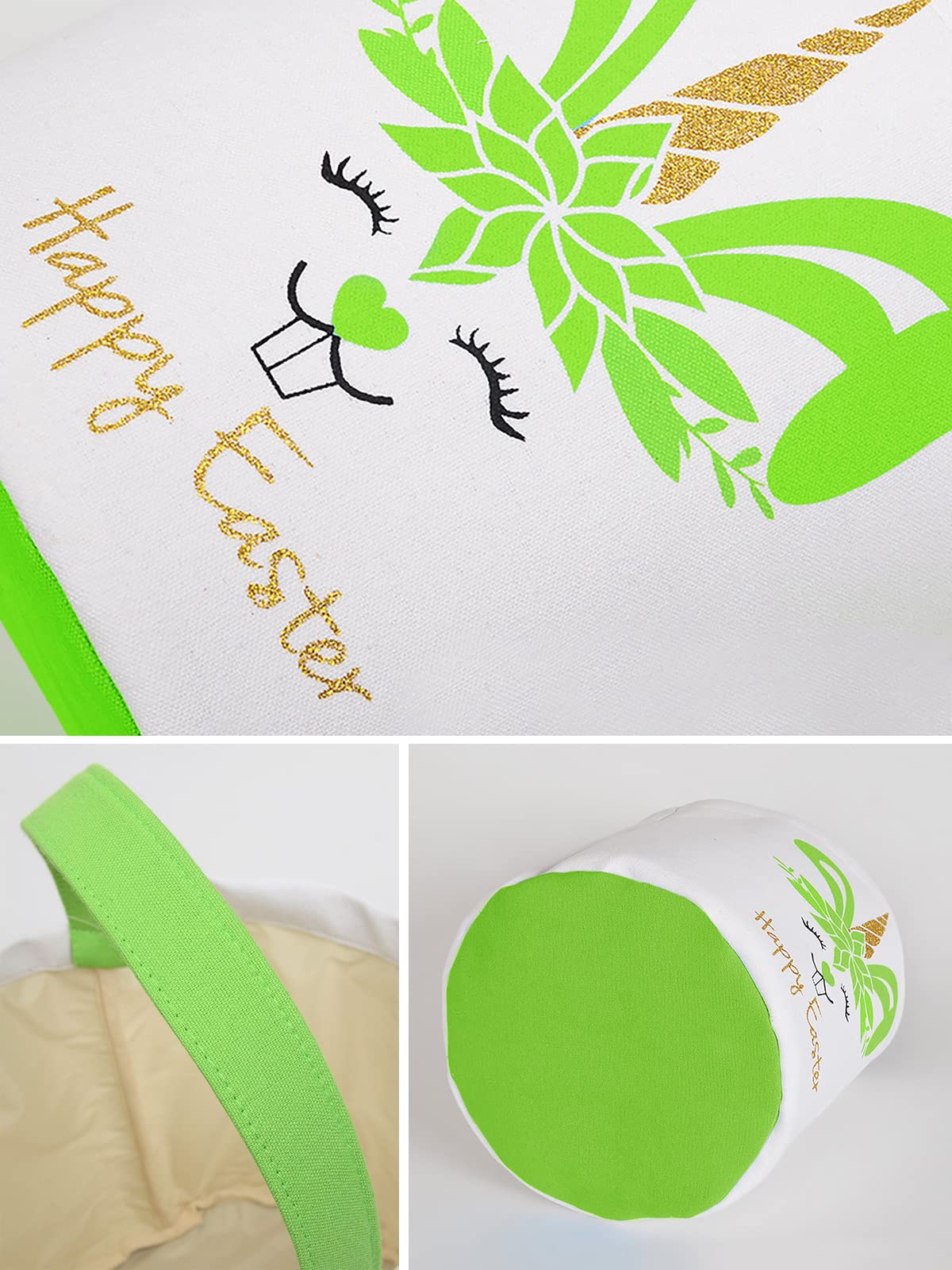 Kids Easter Bunny Basket Canvas Egg Candy Bags Cotton Rabbit Buckets Gifts