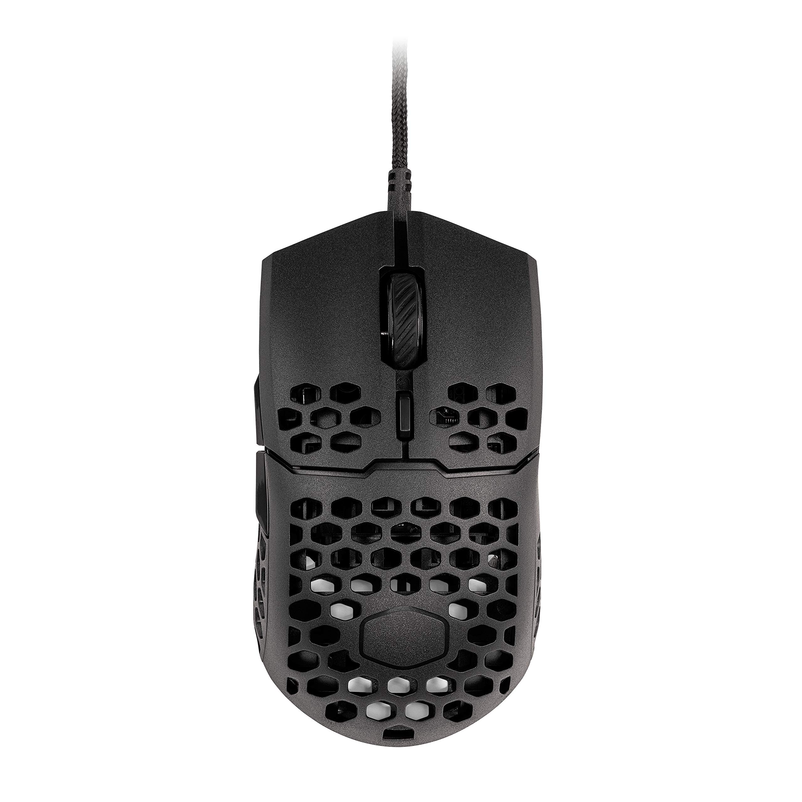 Cooler Master MM710 Ultra Lightweight 53g Wired Gaming Mouse - 16000 DPI Optical Sensor, 20 Million Click Omron Switches, Smooth Glide PTFE Feet, and Ambidextrous Honeycomb Shell - Matte Black