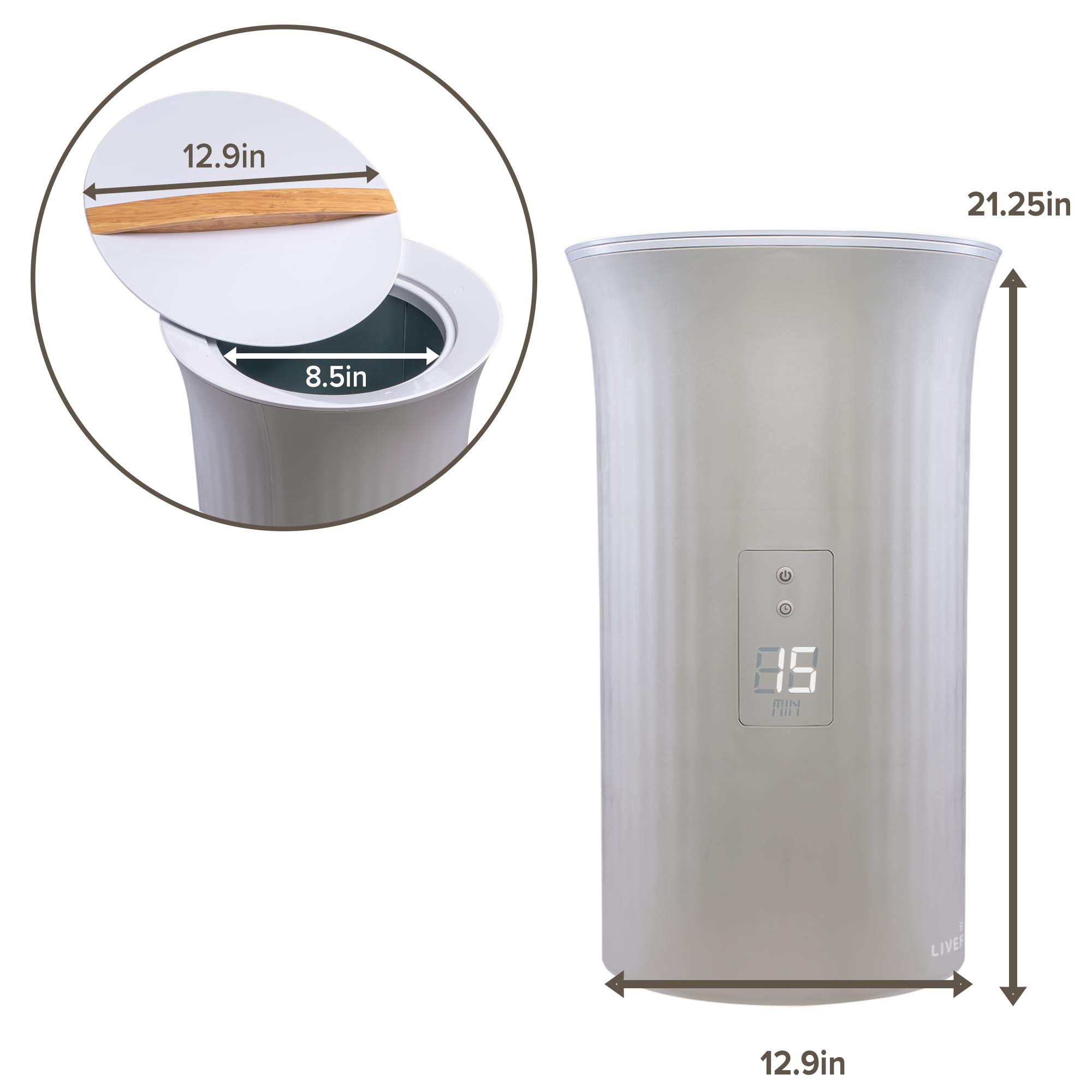 Live Fine Towel Warmer | Bucket Style Luxury Heater with LED Display, Adjustable Timer, Auto Shut-Off | Fits 40β x 70β Oversized Towel - Height 21.25 Inches and 12.9 Inches Wide