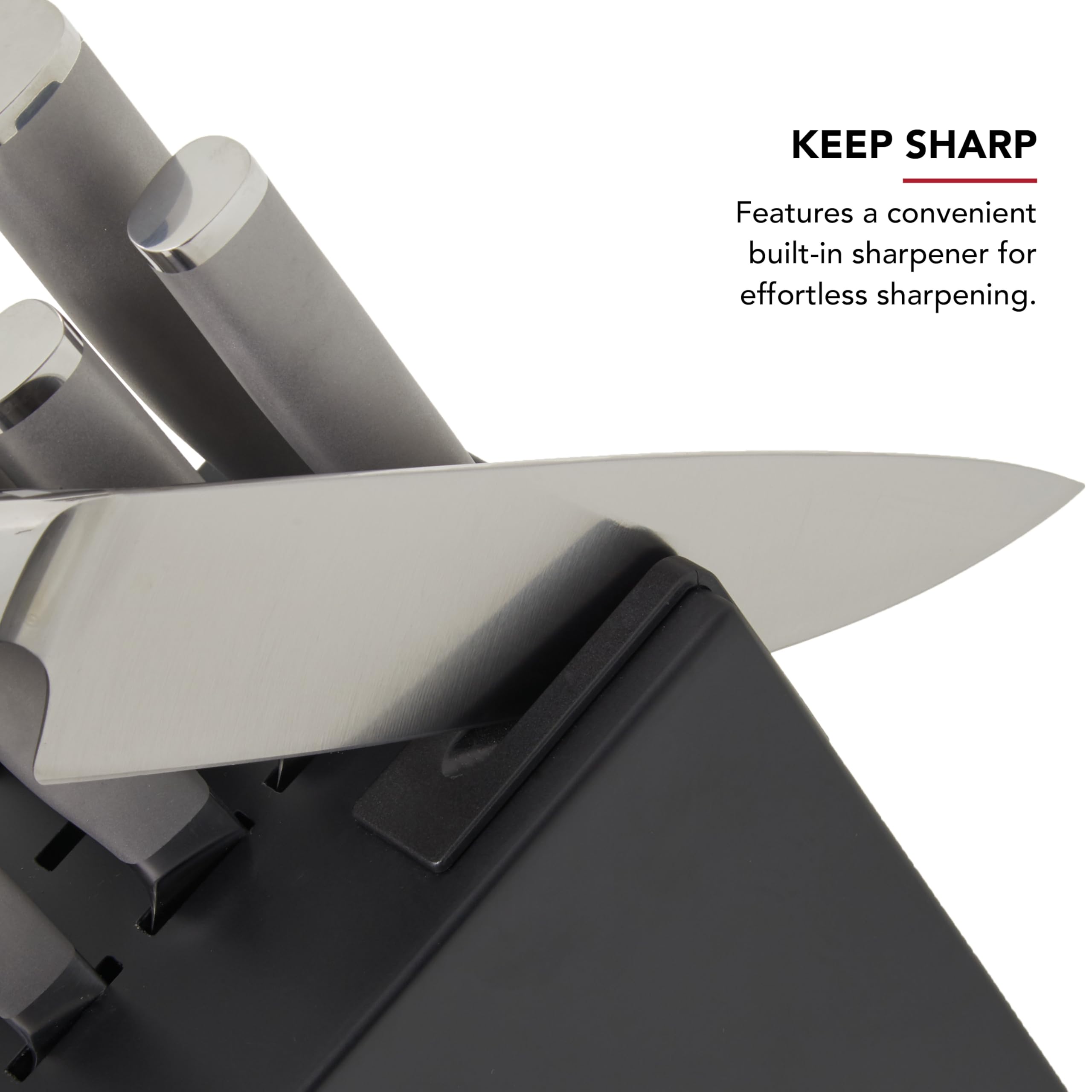 KitchenAid Gourmet Knife Block Set with Built-in Sharpener, Textured Stainless Steel Handles, 15-Piece