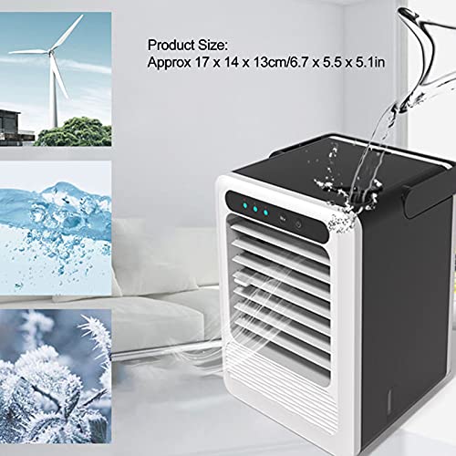 Portable Air Conditioners, Personal Space Mini Cooler Evaporative Desktop Spray Fan with 3 Wind Speeds Small AC Cooling Cool Mist Humidify Handle for Bedroom Room Home Camping Car Tent RV