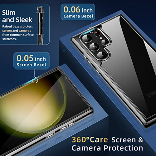 HARMARK Crystal Clear Designed for Samsung Galaxy S23 Ultra Case, [Anti-Yellowing] [Military Grade Shockproof] Hard PC Back Phone Case for Samsung S23 Ultra Case -Clear