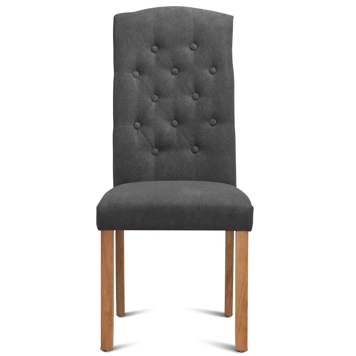 COSTWAY Set of 2 Dining Chairs, Ergonomic Design PU Leather Upholstered, Wear-Resistant Armless Leisure Chair with Foot Pads for Home Office Kitchen (Nature)