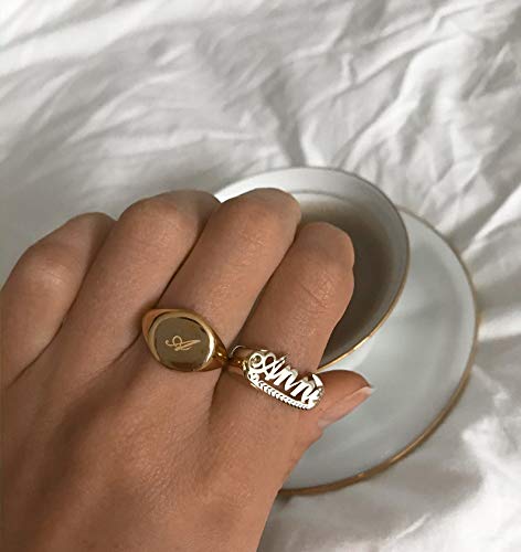 Custom Name Rings Sterling Silver Name Ring Personalized with Any Name Customized Jewelry Gift for Women Mom Girlfriend