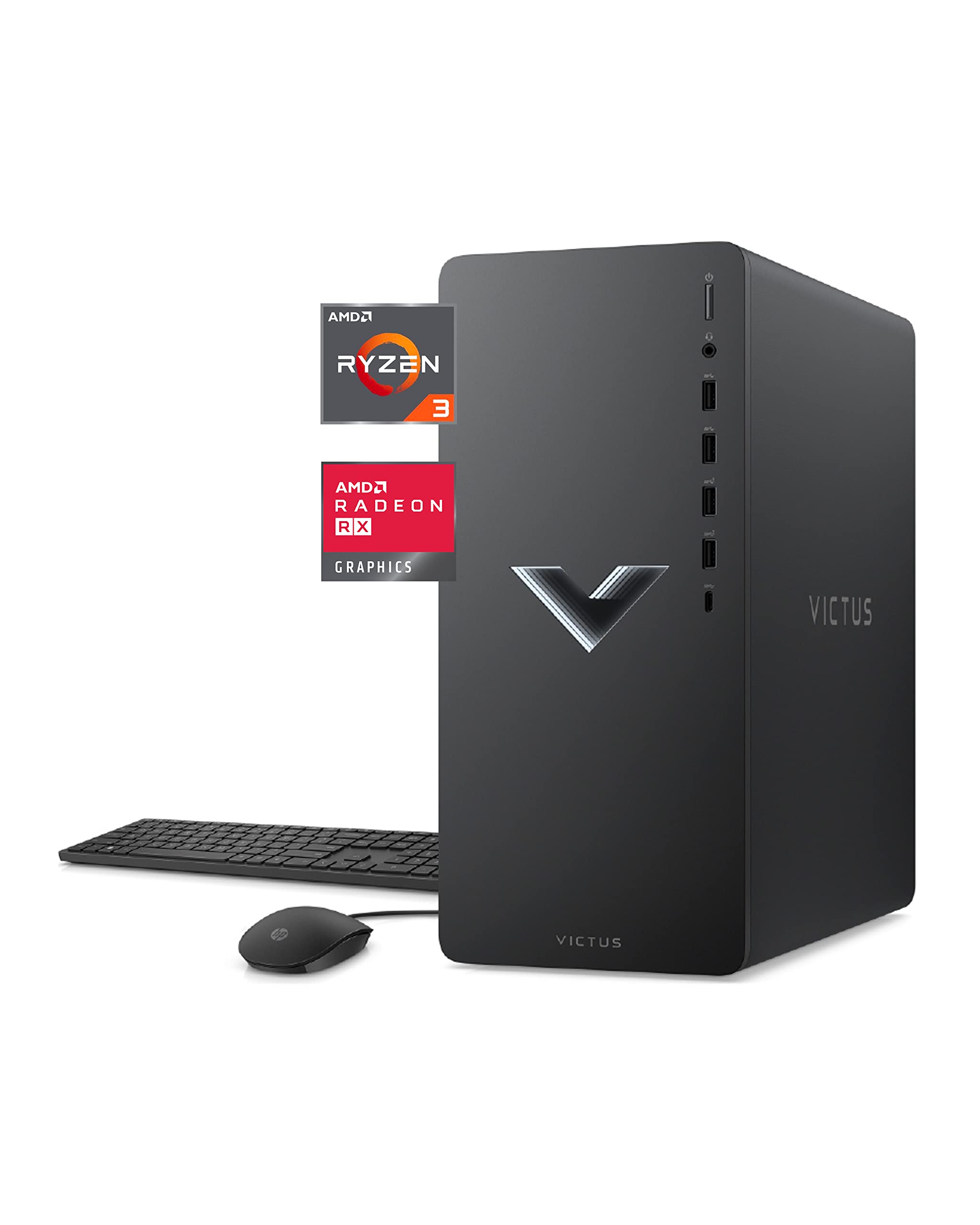 HP Victus 15L Gaming Desktop Computer Bundle PC, AMD Ryzen 3 Processor, 8 GB SDRAM, 256 GB SSD, Windows 11 Home OS, Surround Sound, Wi-Fi 6 and Bluetooth (TG02-0110, 2022) (Renewed)