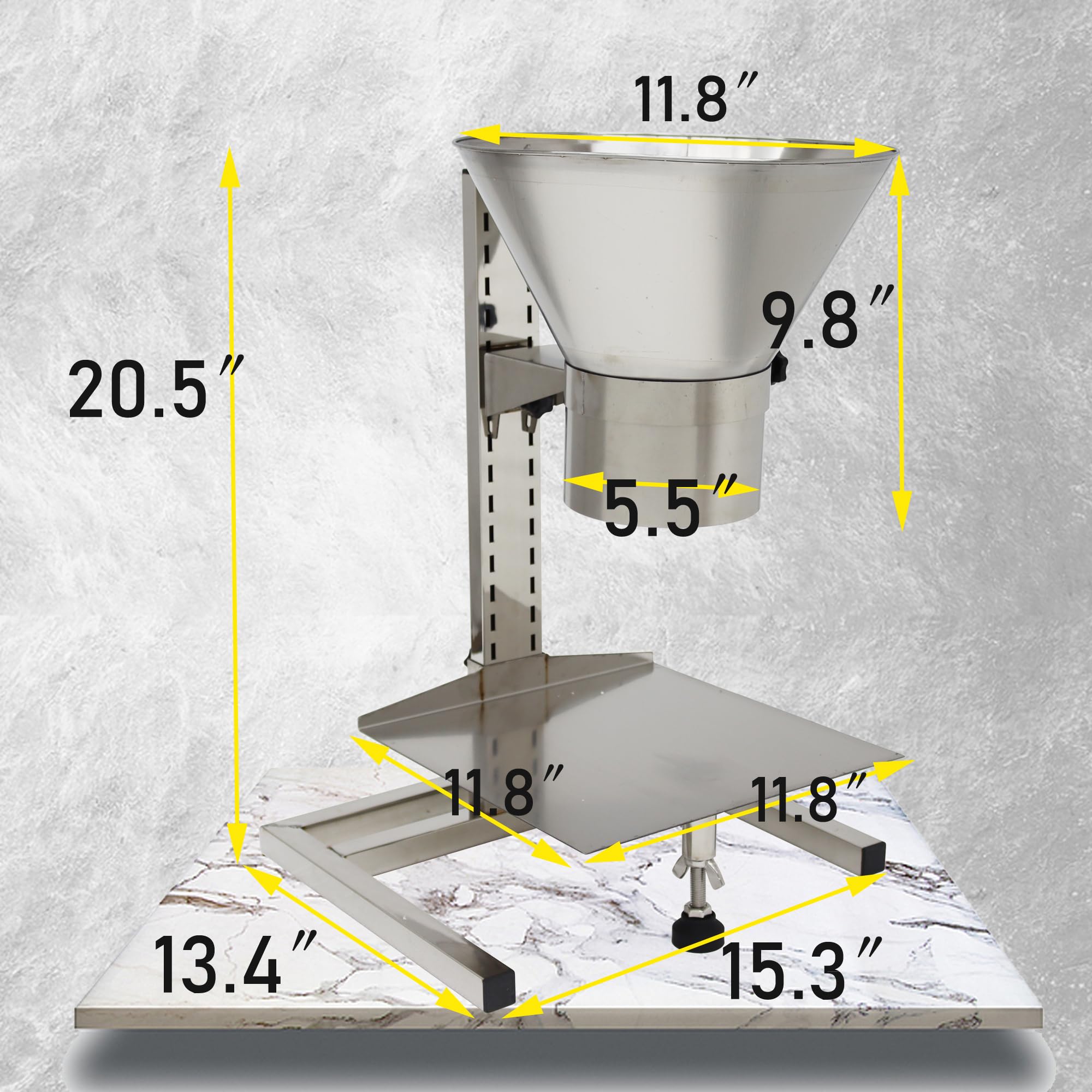 HQHAOTWU Stainless Steel Funnels with Support Stand Dispensing Funnel Stainless Steel Feeding Hopper for Powder Paste Liquid and Granule 5.5 in