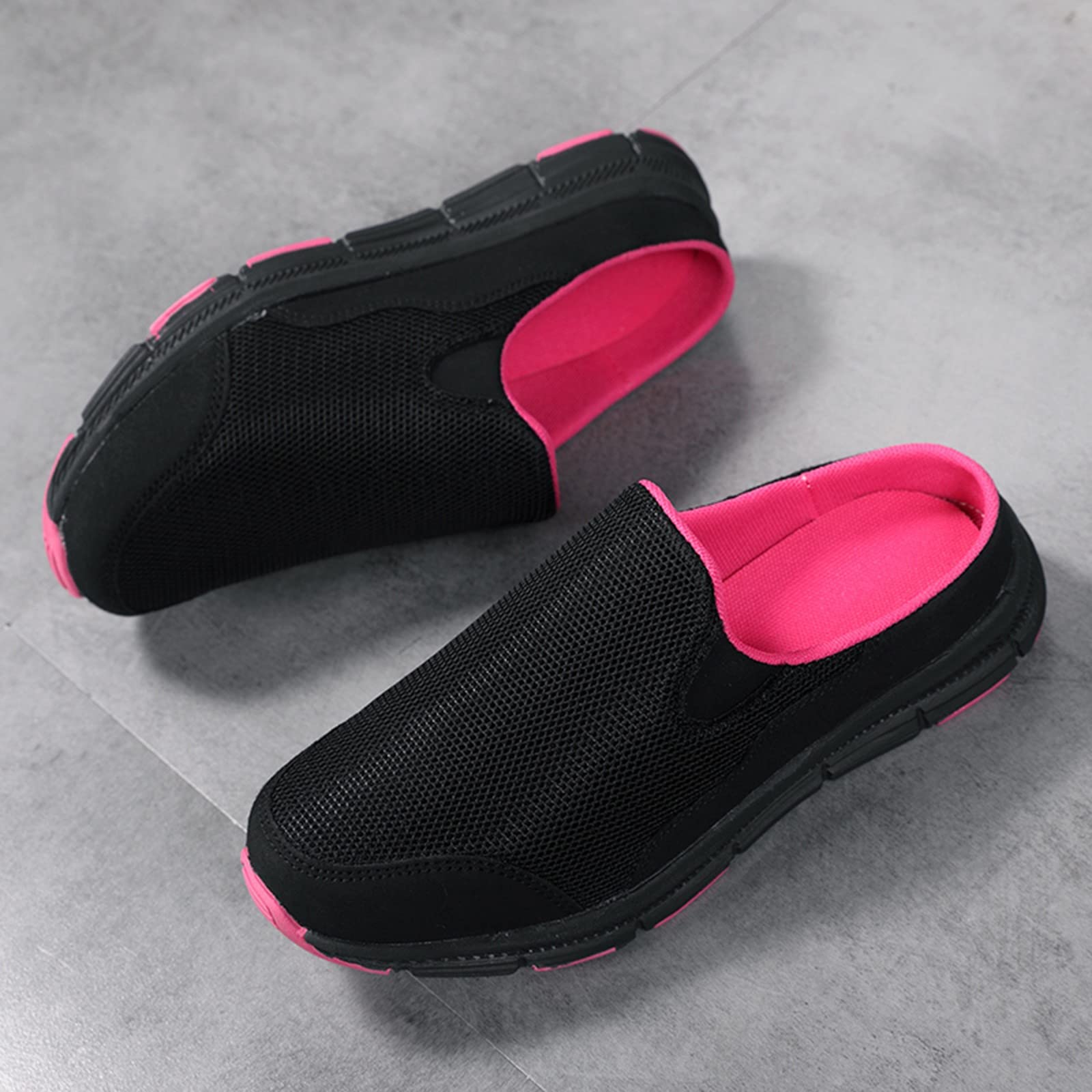 FASDNENDYS Women's Comfortable Wrap Half Slipper Flat Bottom Soft Mesh Sports Casual Shoes Winter Shoes for Men Casual Black