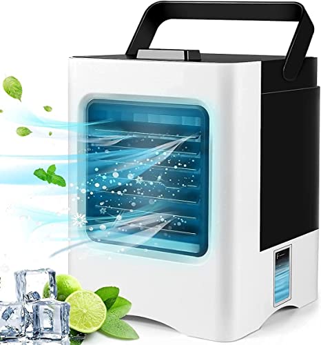 Portable Air Conditioners, 3-In-1 Air Cooler with 3 Speeds, Humidifier and Ultra Quiet, Evaporative Mini Air Conditioner for Room, Home and Office