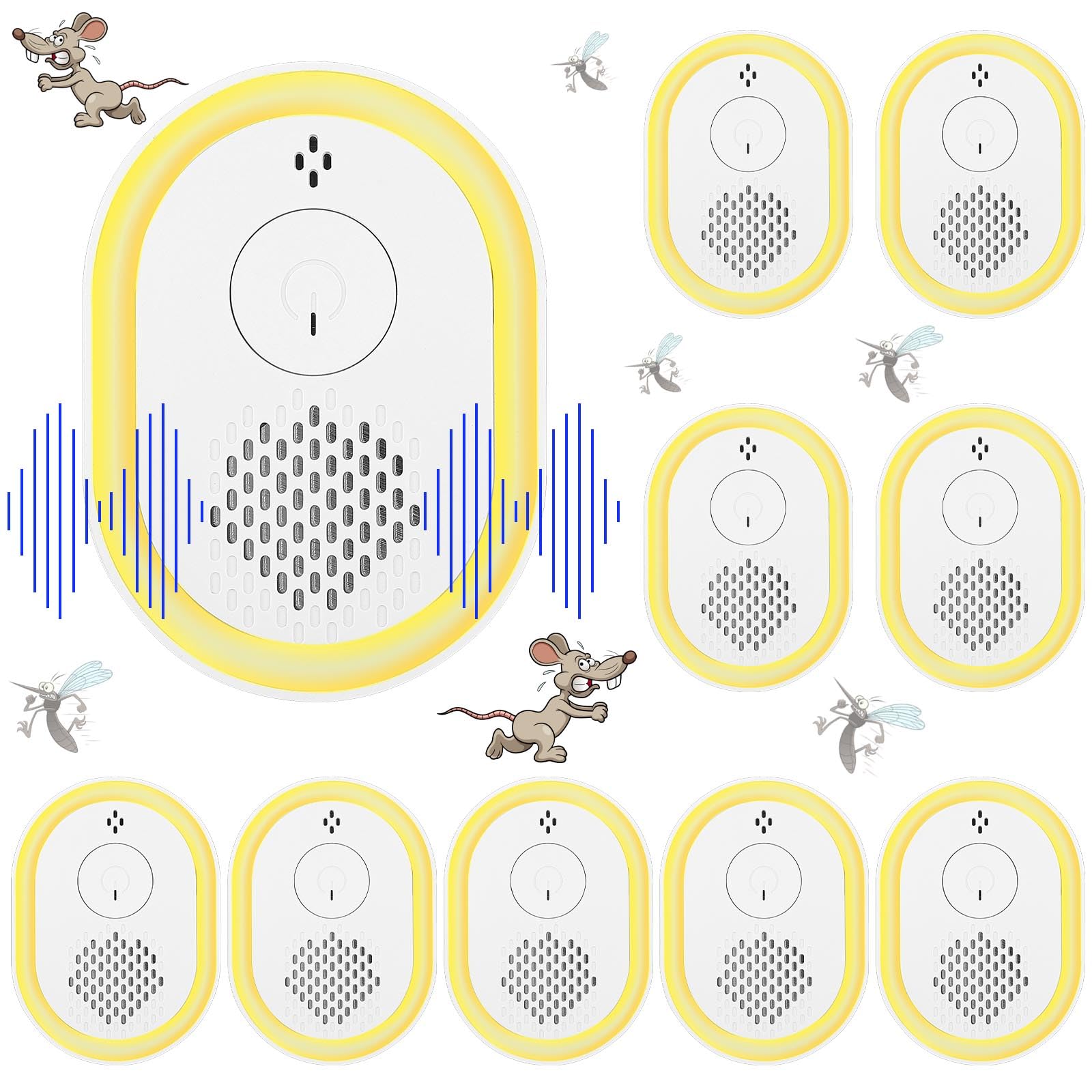 Kittmip 10 Pack Ultrasonic Pest Repeller Mouse Repellent Electronic Pest Repellent Plug in Indoor Mosquito Rodent Repellent Devices for Insect Bug Roach Mice Spider House Garage Warehouse Office Hotel