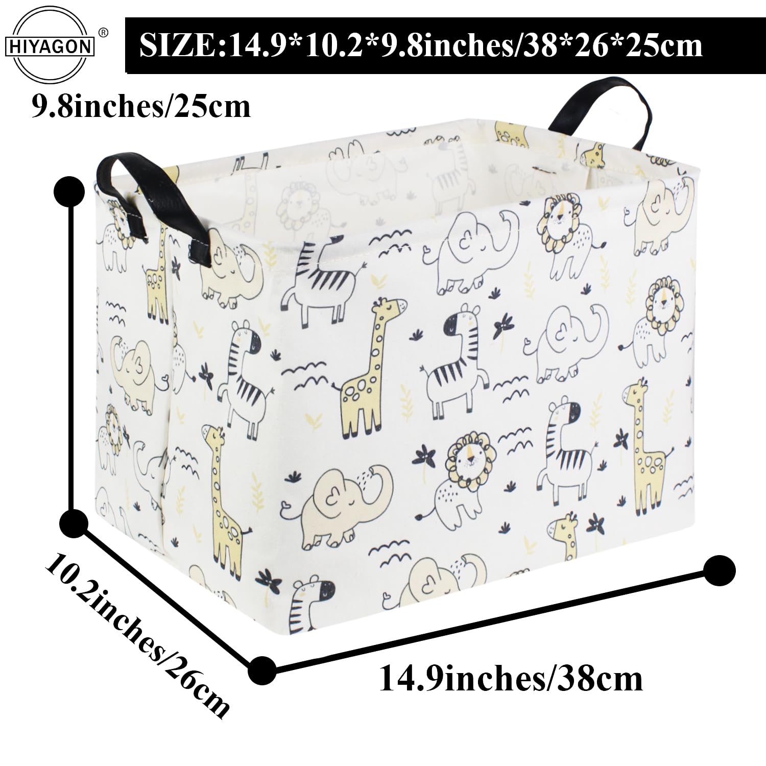 HIYAGON Rectangular Dog Toy Bin,Fabric Dog Toy Storage Basket Storage Boxes,Collapsible Storage Basket for Pet Toys, Blankets, leashes, chew Toys, Diapers