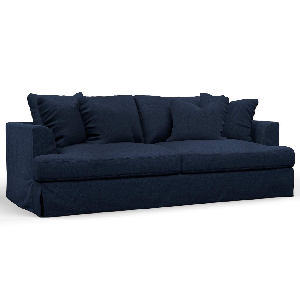 Sunset Trading Newport Slipcovered Sofas, Large 94" Wide Stationary, Performance Fabric Navy Blue (SY-130000-391049)