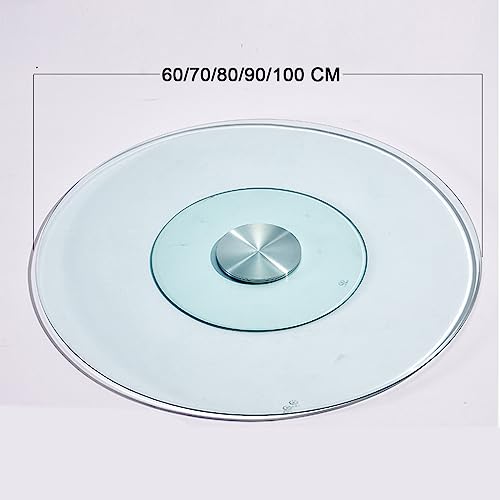 HASMI Lazy Susan Large, 8mm Tempered Glass Round Turntable, Kitchen Dining Table Rotating Tray, Aluminum Alloy Bearing, Easy to Share All Food