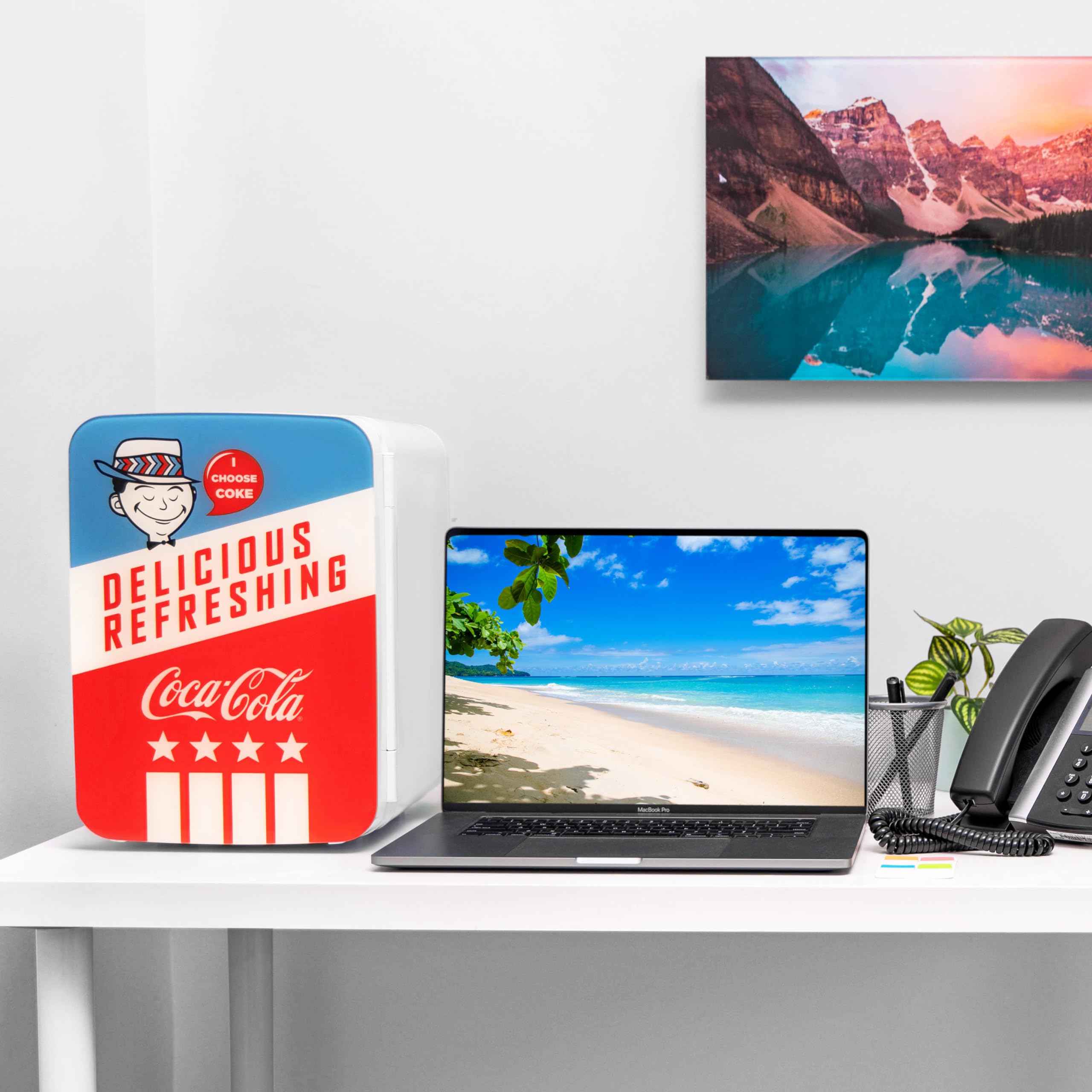 Cooluli Retro Coca-Cola Mini Fridge for Bedroom - Car, Office Desk & College Dorm Room - 10L/12 Can Small Refrigerator - AC/DC 12V Portable Cooler & Warmer for Food, Drinks & Skincare (Coke, Vintage)