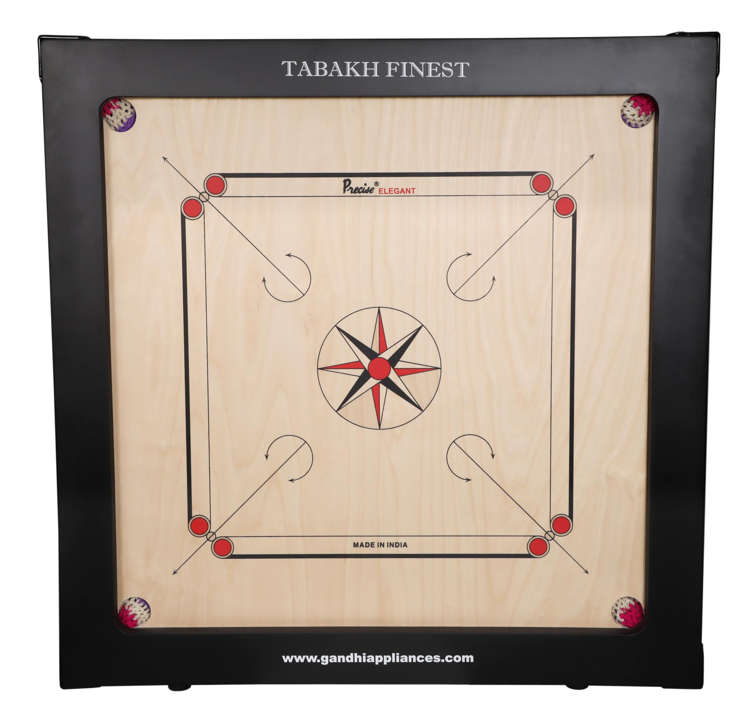 Precise Finest-20mm Carrom Board with Coins, Striker, and Powder by Tabakh