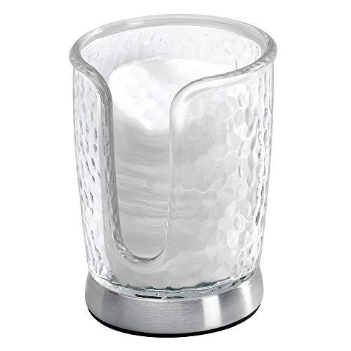 mDesign Plastic/Steel Compact Small Disposable Paper Cup Dispenser Storage Holder for Rinsing Cups on Bathroom Vanity Countertops - Rain Collection - Clear/Brushed