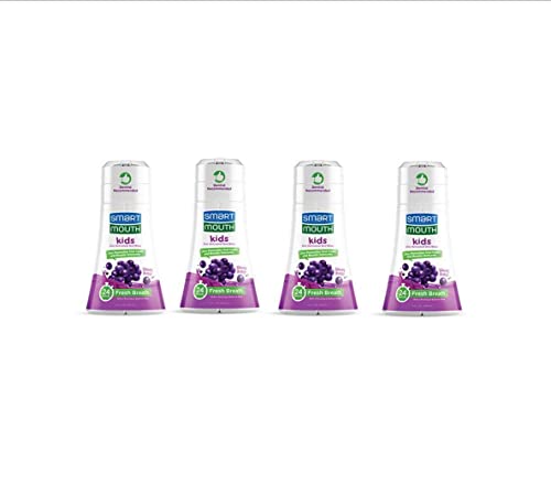 SmartMouth Kids Grape Burst Zinc Activated Oral Rinse - Children's Mouthwash - 10 Fl Oz, 4 Pack, Grape