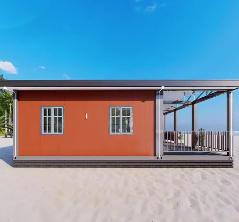 Generic 20FT Expandable House to Live in, prefab Tiny Home. 1 Balcony. Complete Bathroom, 2 bedrooms, 1 Wardrobe, 1 Kitchen with Cabins, prefab House, Portable Home Tiny House., Brawn
