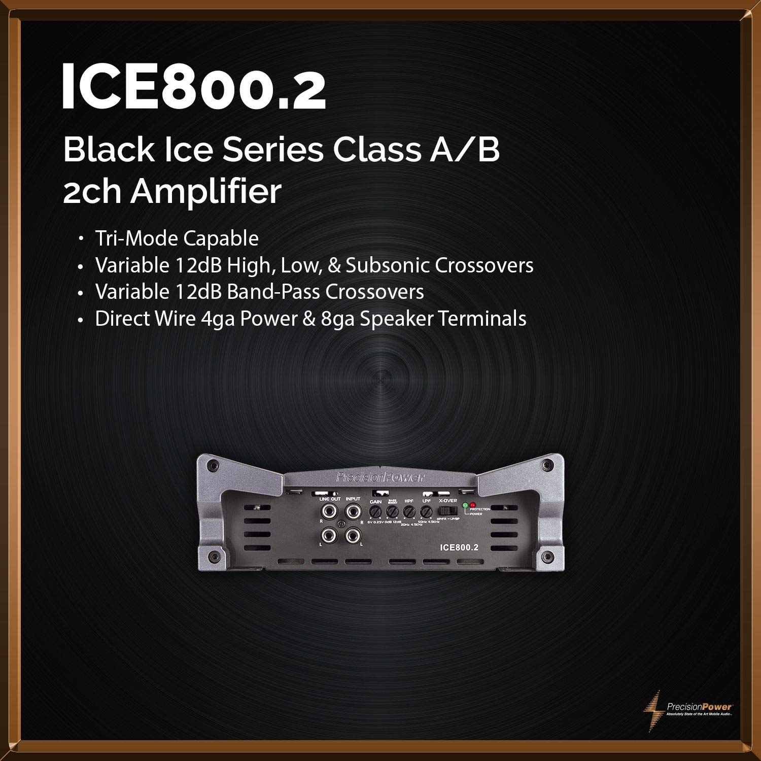 Precision Power ICE800.2 Black Ice Series 800W Class A/B 2Ch Amplifier