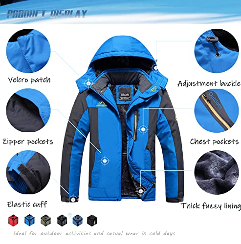 TACVASEN Men's Softshell Jacket Waterproof Windproof Fleece Lined Snow Ski Jacket, Black, S