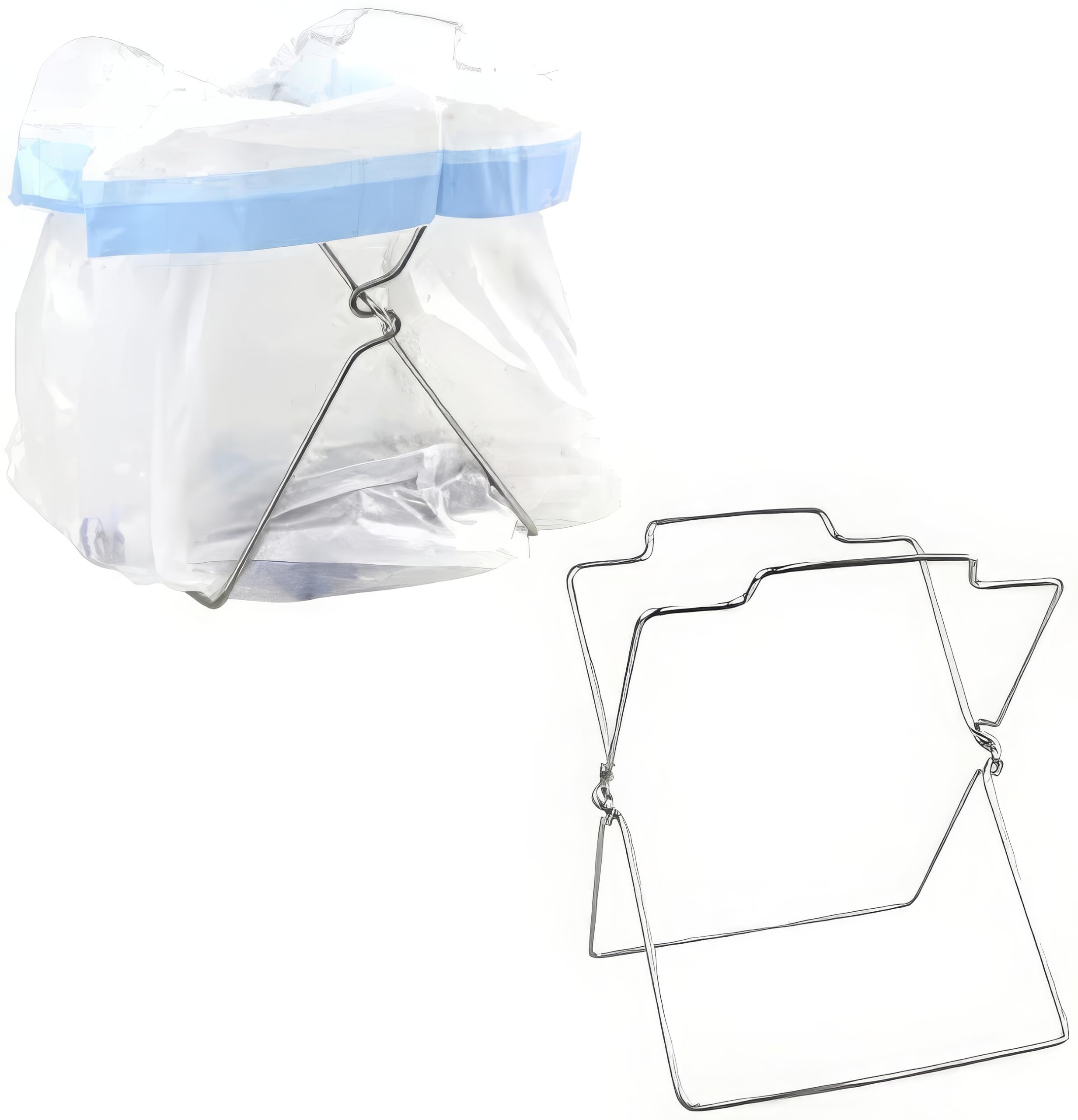 SUPKID grocery bag holder-Stainless- Steel Foldable-ideal for Kitchen Office and outside - Garbage Support Rack with Towel Hanging Rod -Medium