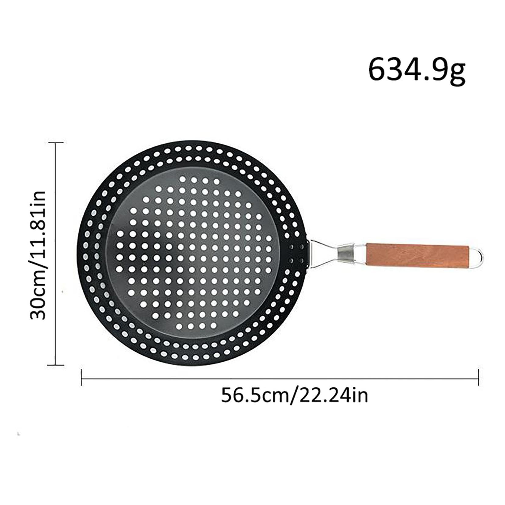 Generic Grill Pan With Folding Handle BBQ Pan, Grill Skillet Pizza Grill Pan (11"") Grill Pan Perfect For Fry Chapati Cooking Vegetables and Seafood, Black