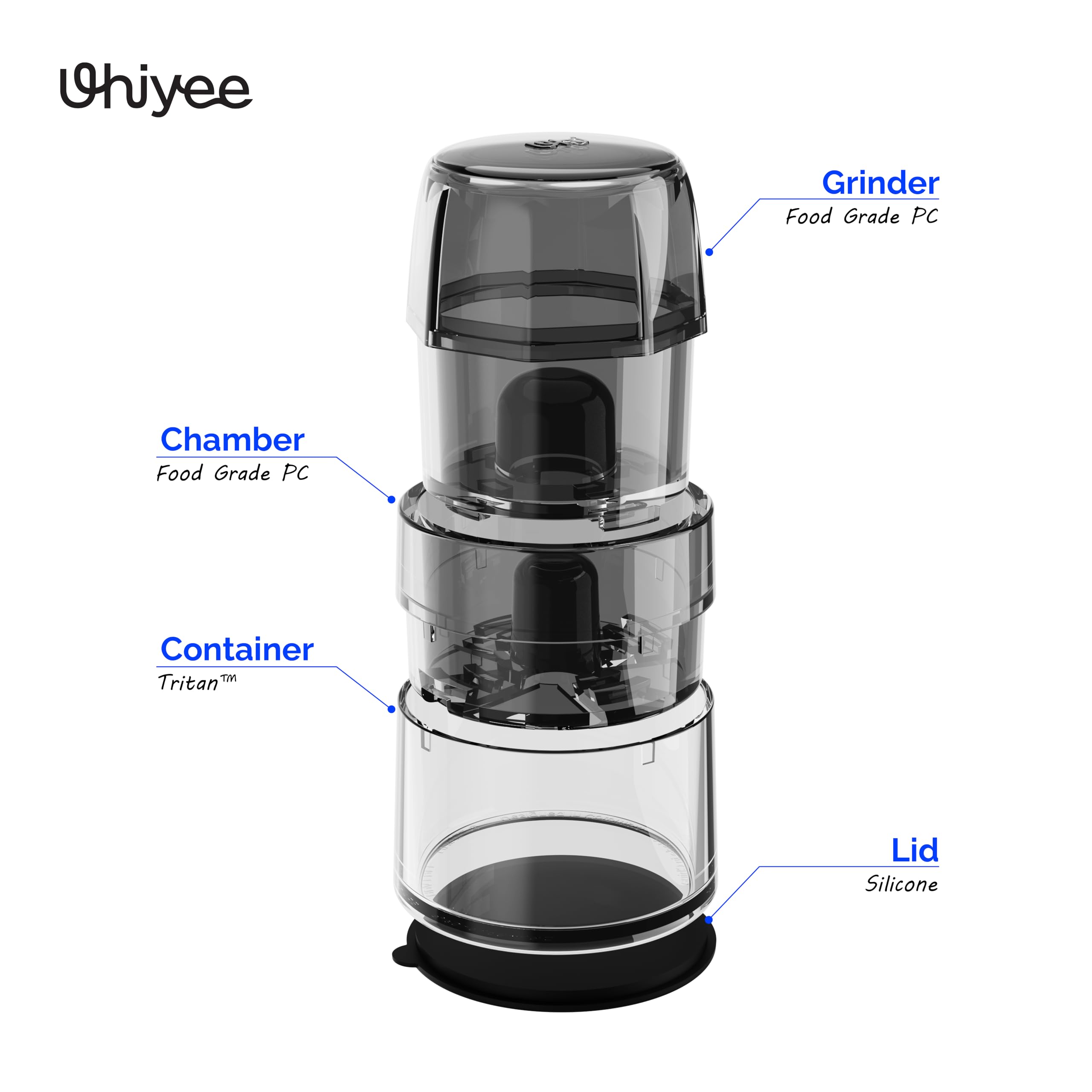 Garlic Press Grinder, UHIYEE BPA-Free Garlic Crusher Mincer, Garlic Press Tool Dishwasher Safe, Easy-Clean, Ideal Kitchen Gifts