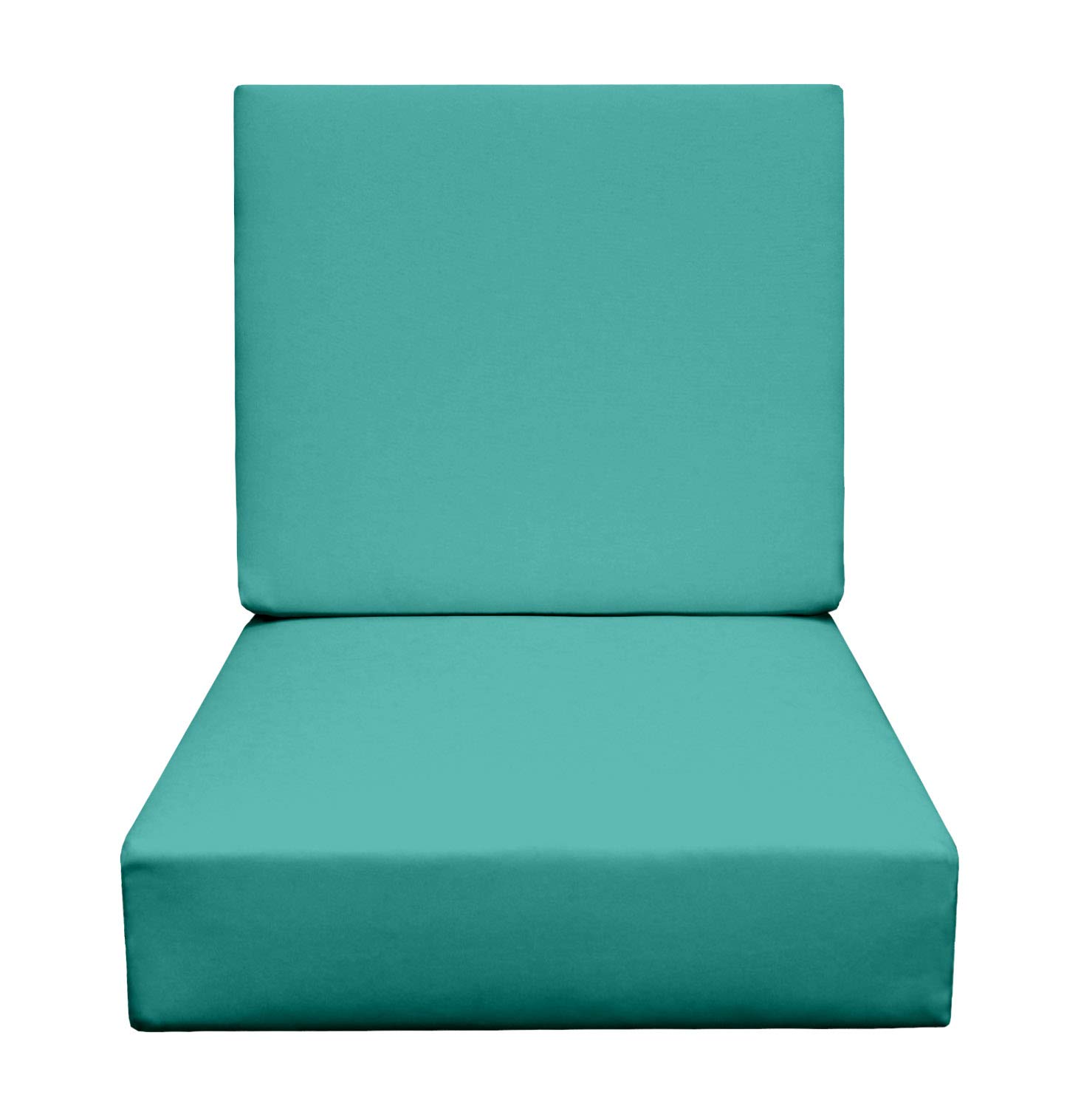 RSH DECOR: Deep Seating Foam Cushion Set | 24” x 27” Seat | All-Weather Spun Fabric | Water and Fade-Resistant | Outdoor Chair Cushion Set for Patio Furniture | Cancun (Blue, Green)