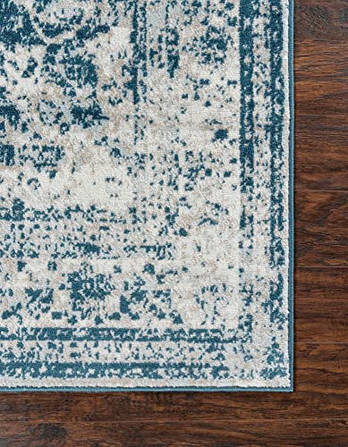 Rugs.com Monte Carlo Collection Rug – 5' x 8' Blue Medium Rug Perfect for Living Rooms, Large Dining Rooms, Open Floorplans