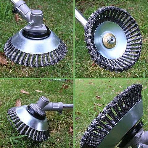 NYASAA Libiyi Razorsharp Trimmer Head, Unbreakable Sharp Wired Trimmer Head, Razor Sharp Steel Wire Rotary Weed Brush Cutter for String Gardening Lawnmower Moss Grass Rust Removal etc (6 inch)