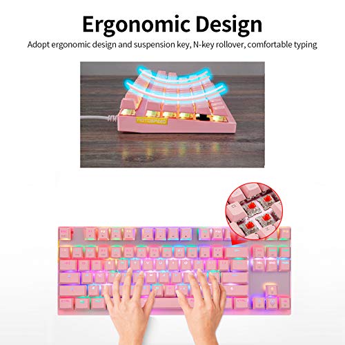 HUIOP CK82 Mechanical Keyboard 87 Keys RGB Gaming Keyboard with OUTMU Blue Switch Keys N-Key Rollover White