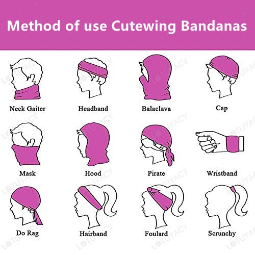 Cutewing Bandana Mask Neck Gaiter Balaclava Face Scarf Outdoor Magic Hiking Yoga Headband for Dust Seamless High Elastic Multi Bandanas with UV Resistance 10PCS