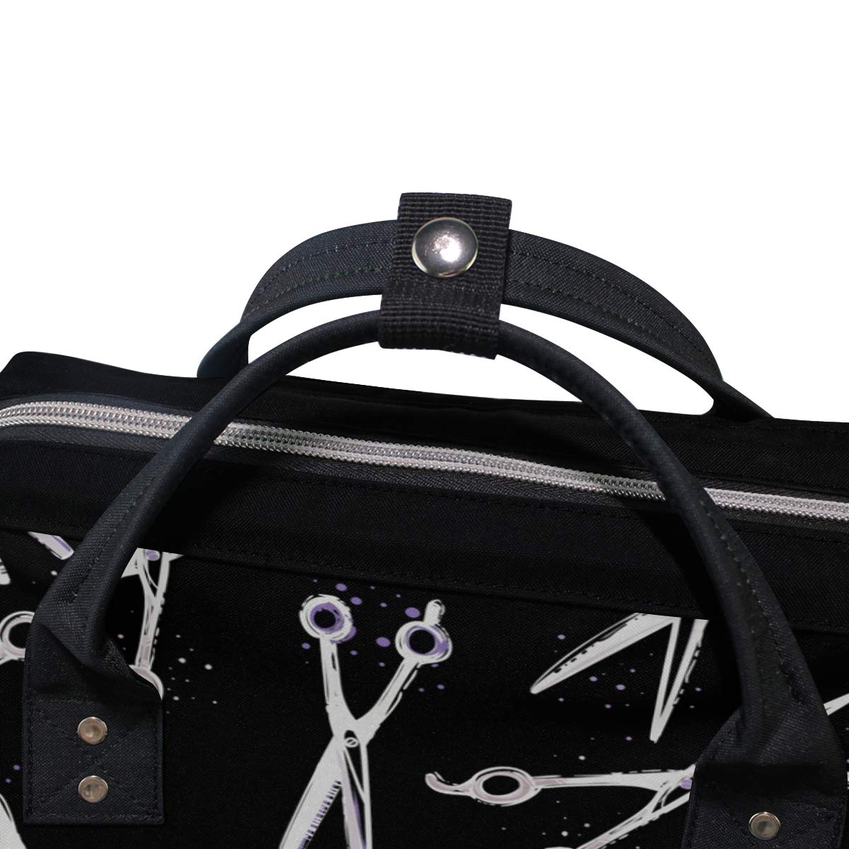 DerlonKaje Scissors Print Diaper Bag Backpack, Waterproof, Large Capacity, Multi-function Travel Backpack, Hair Stylist Bag