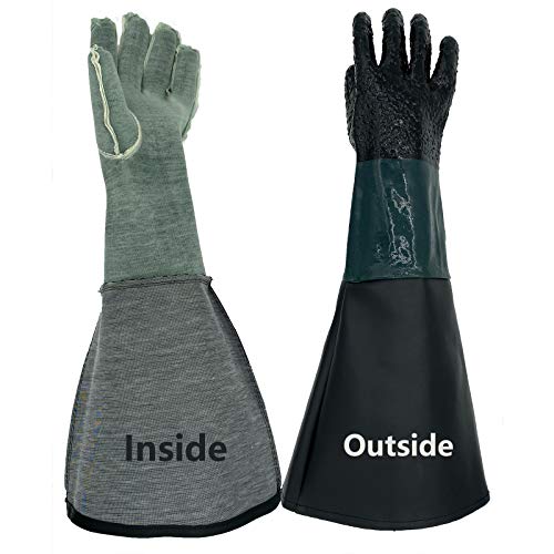 HOLDWIN Rubber Sandblaster Gloves for Abrasive Blasting be Used on Sandblast Cabinet Sand Blasting Gloves With Particle