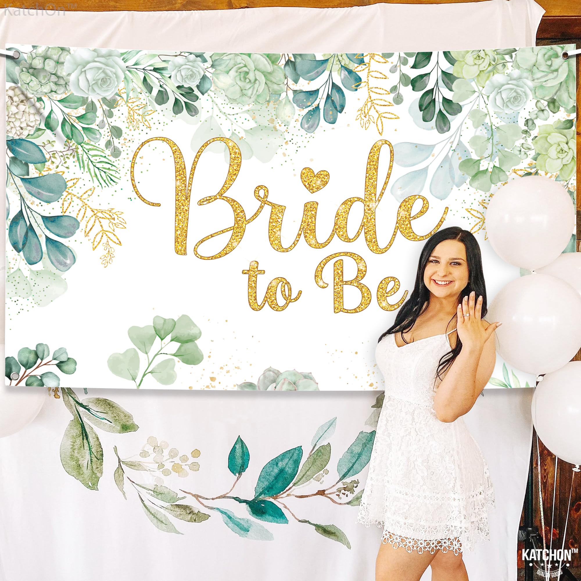 KatchOn, Green Bride to Be Banner - XtraLarge, 72x44 Inch | Sage Green Bride to Be Sign for Bridal Shower Decorations | Wedding Shower Decorations | Bride to Be Backdrop | Bride to Be Decorations