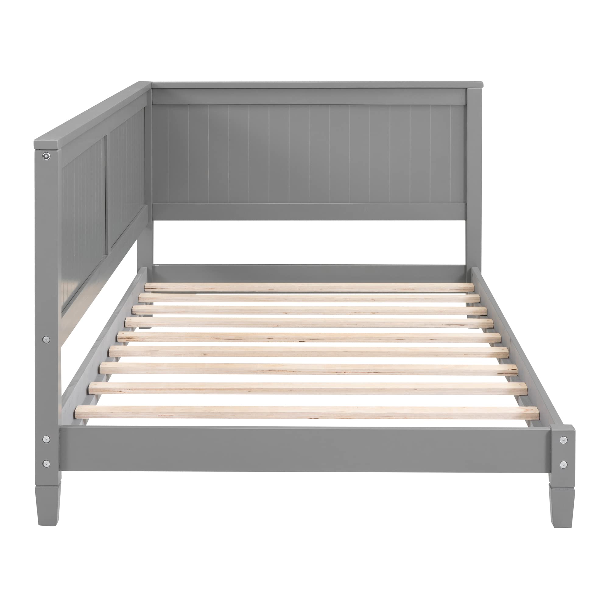 Merax Twin Size Daybed, Wood Twin Daybed Frame with Headboard, Twin Size Sofa Bed, Perfect for Lounging, Sleeping or Entertaining Guests, Gray