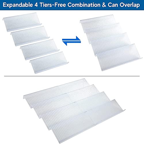 SZWQILIN Spice Drawer Organizer,Spice Rack Drawer for Kitchen, 4 Tier Acrylic Drawer Spice Organizer for Jars and Packets,Expandable From 11" to 22" 8 Pack (Clear)