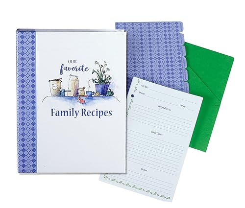 Our Favorite Family Recipes Binder, 3-Ring Recipe Binder, Blank Recipe Book w/ 50 Lined Recipe Pages & 8 Category Dividers, 5 1/2" x 8 1/2" x 1 7/8" Recipe Organizer by Meadowsweet Kitchens