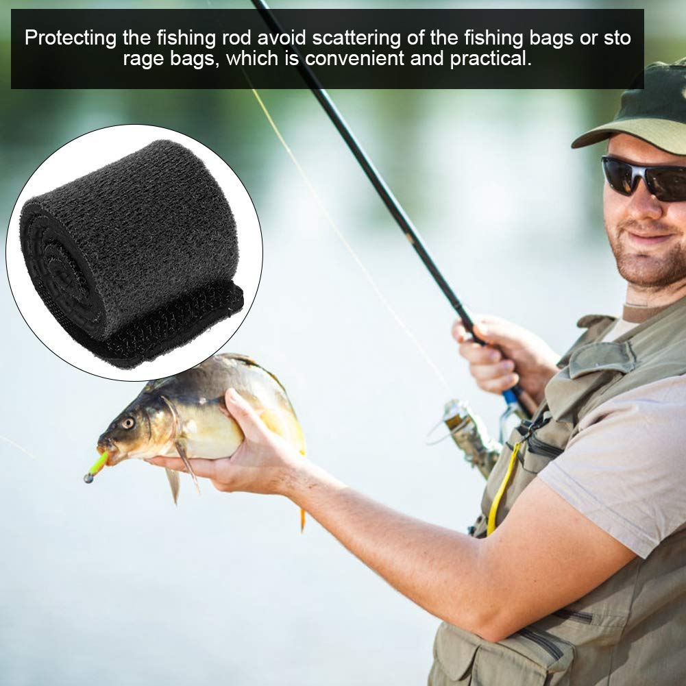 CUTULAMO Fishing Rod Strap Belt, Soft Diving Material Very Convenient Reusable Fishing Gear Strap Practical for Fishing Tools(Black)