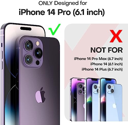 TAURI 5-in-1 for iPhone 14 Pro Case Clear, [Not Yellowing] with 2X Screen Protectors + 2X Camera Lens Protectors, [Military Grade Drop Protection] Shockproof Slim Phone Case for iPhone 14 Pro