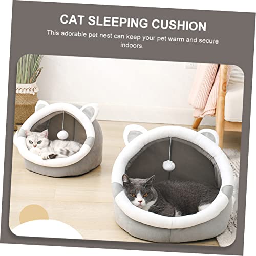 Ipetboom 1pc Cave Semi-Closed Semi Cozy and Cold Mat Toy Comfortable Warming Supplies Dogs Semi-Enclosed Nest Thickened Sleeping Winter Kitten Tent Removable House Cushion Kittens Cats Dog