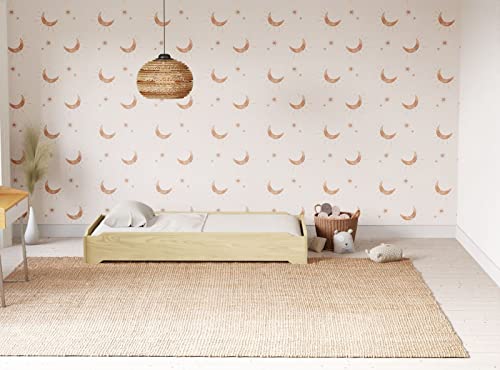 Stackable Bed - Single Bed - Twin Wooden Bed Floorbed Frame Unfinished -Easy to Assemble Solid Pine Wooden Bed Frame