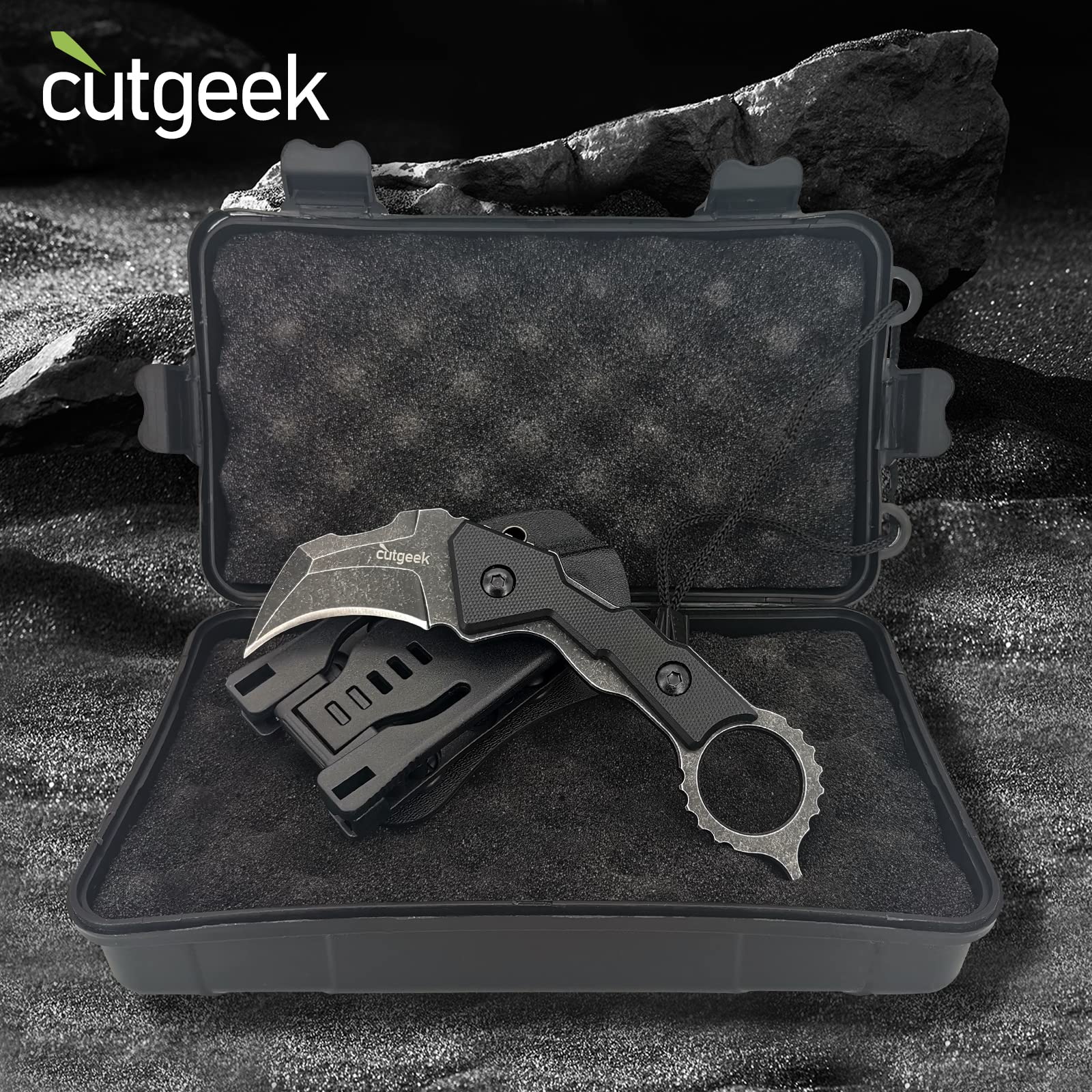 cutgeek FB-901 Fixed Blade Camping Knife with Sheath Horizontal & Vertical Knife with G10 Handle for Outdoor, Hunting, Fishing