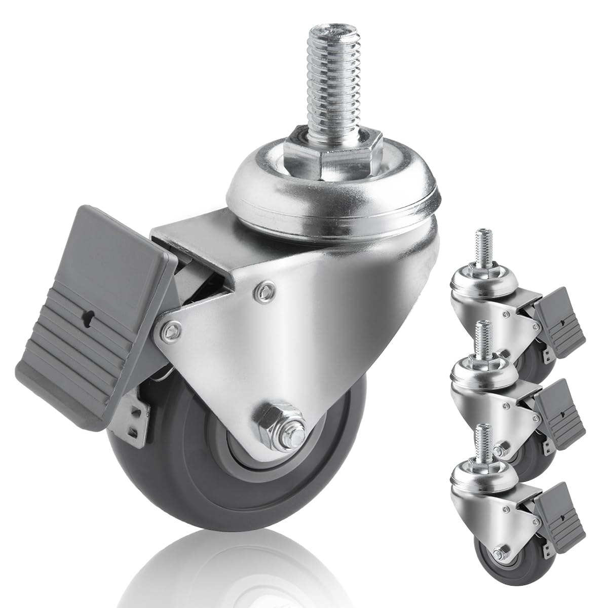 POWERTEC 17202 Dual Locking Swivel Caster Wheels Set of 4 with 400 lb Weight Capacity